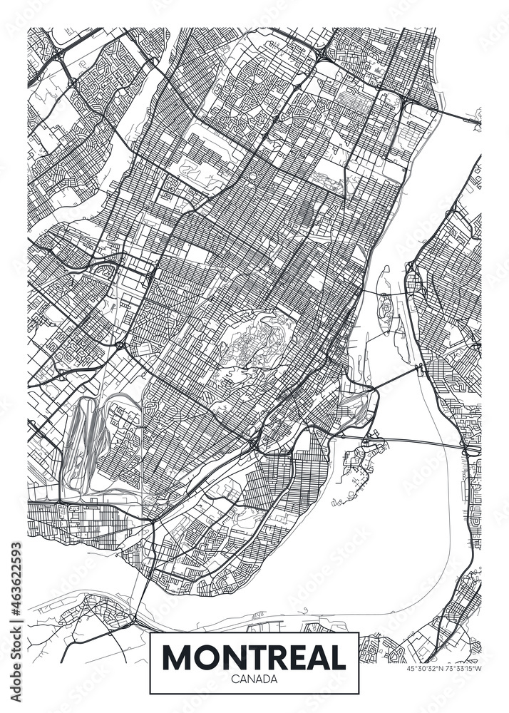 City map Montreal, travel vector poster design vector de Stock | Adobe ...