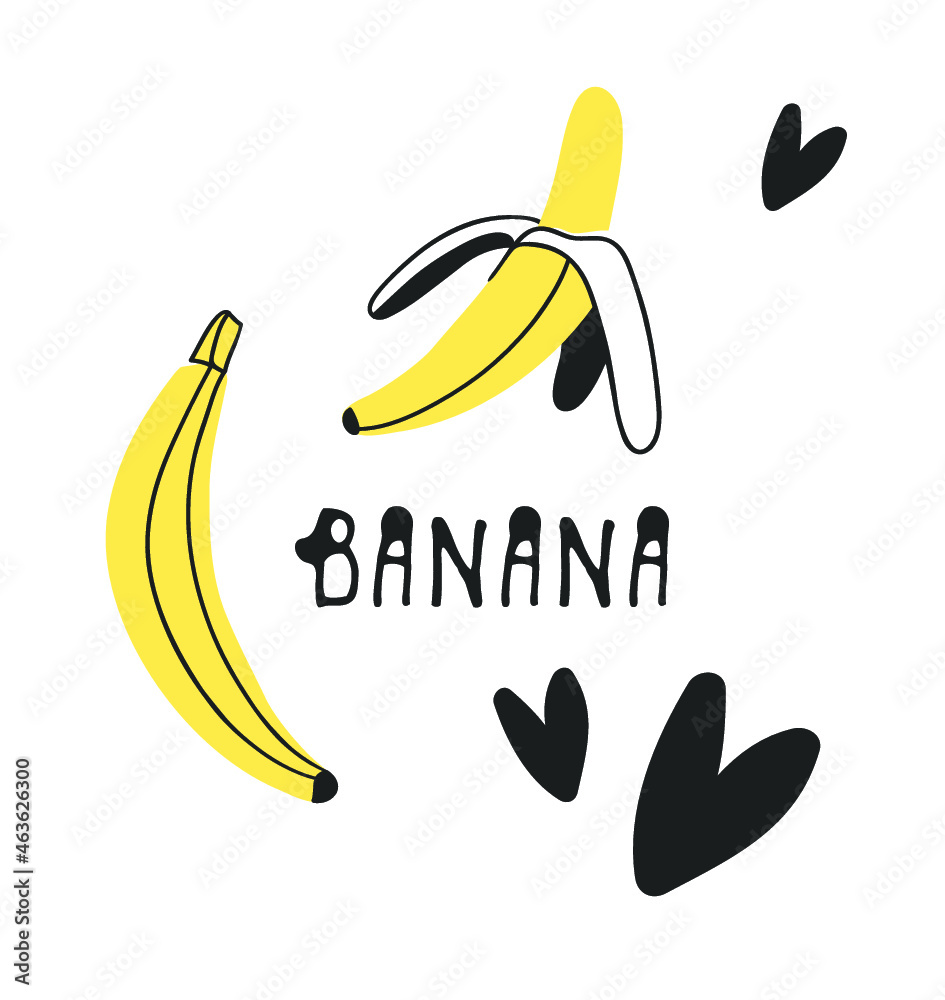 Hand drawn set of fruit and letter. Vector artistic drawing food and ...