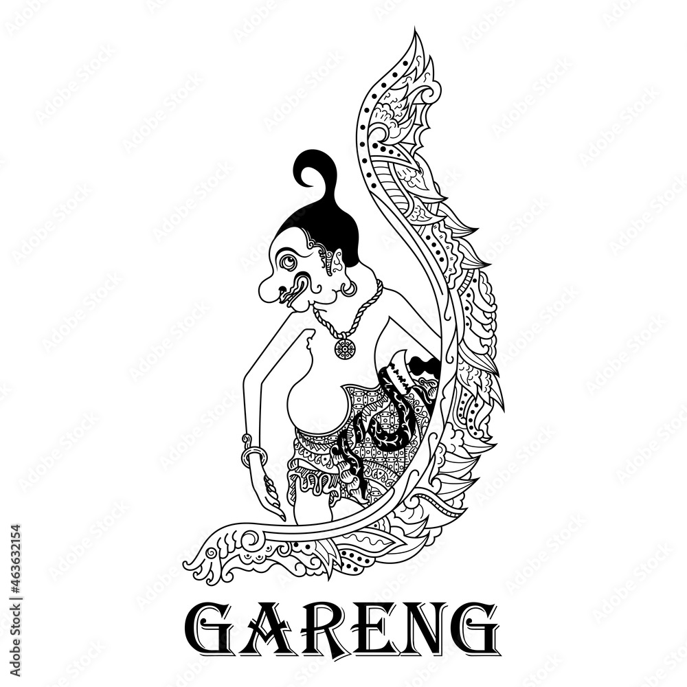 Wayang kulit gareng character in zentangle style Stock Vector | Adobe Stock
