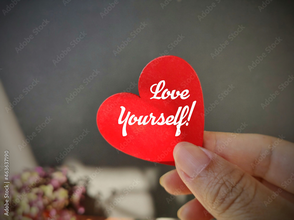 Inspirational and Motivational Concept - love yourself text background ...