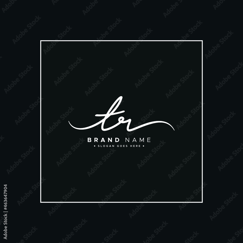 Initial Letter TR Logo - Handwritten Signature Style Logo Stock Vector ...