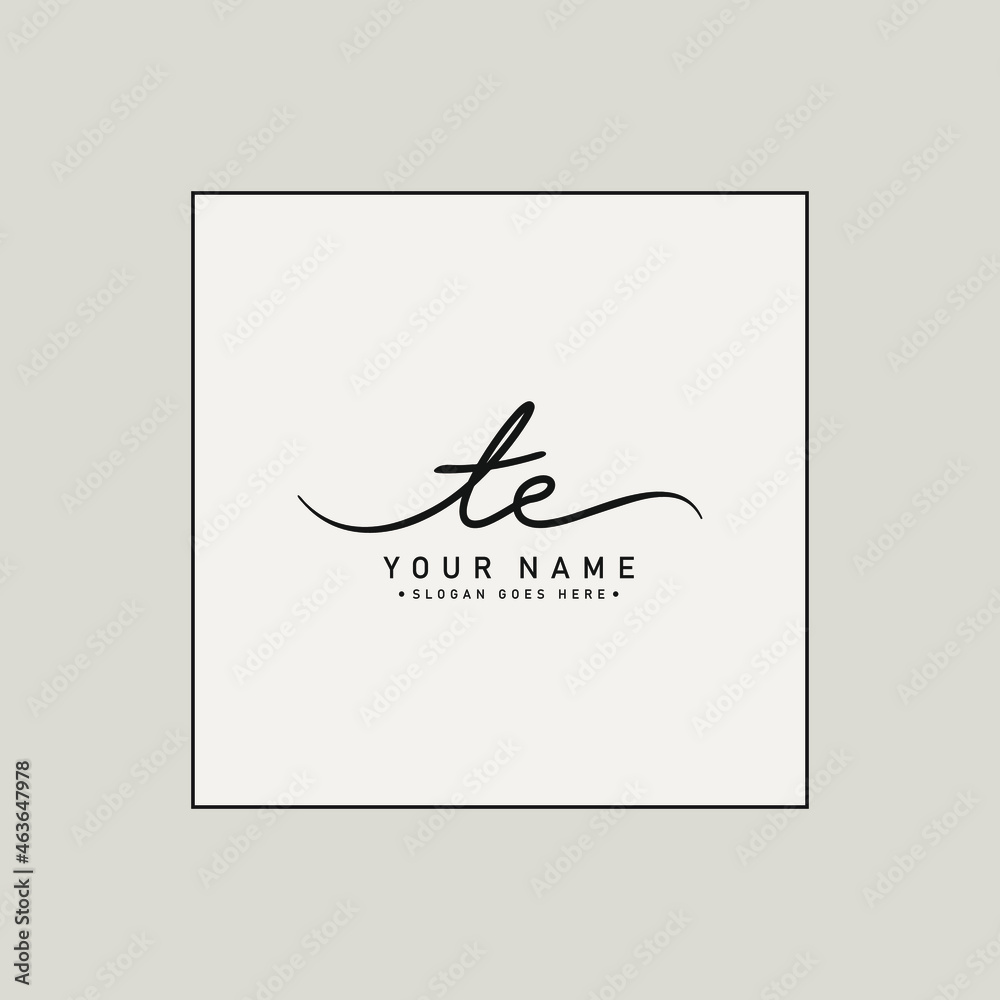 Initial Letter TE Logo - Hand Drawn Signature Logo Stock Vector | Adobe ...