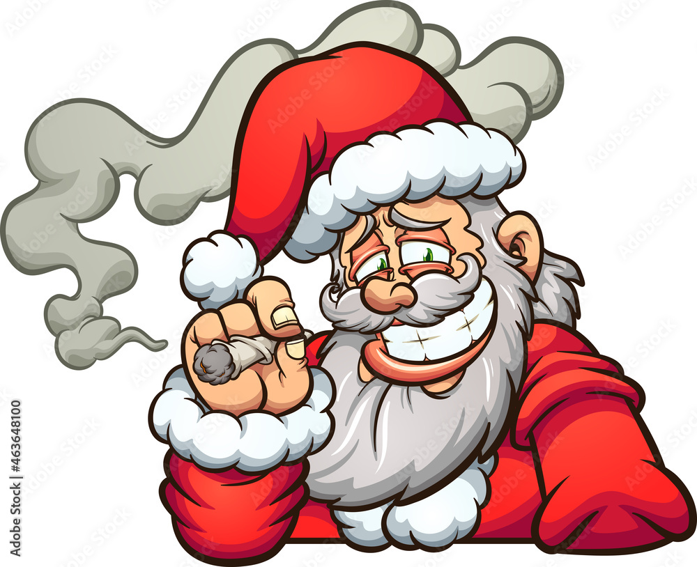 Smoking cartoon Santa Claus. Vector clip art illustration with simple ...