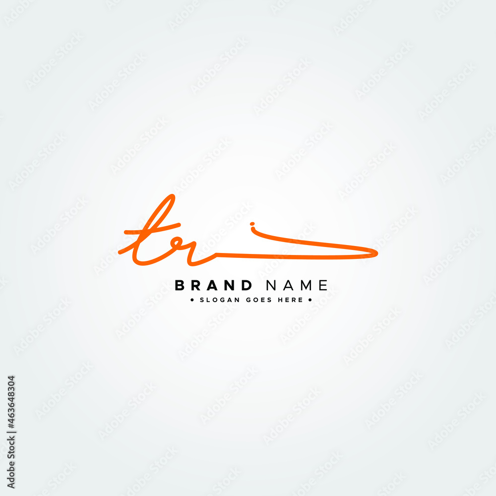 Initial Letter TR Logo - Handwritten Signature Style Logo Stock Vector ...