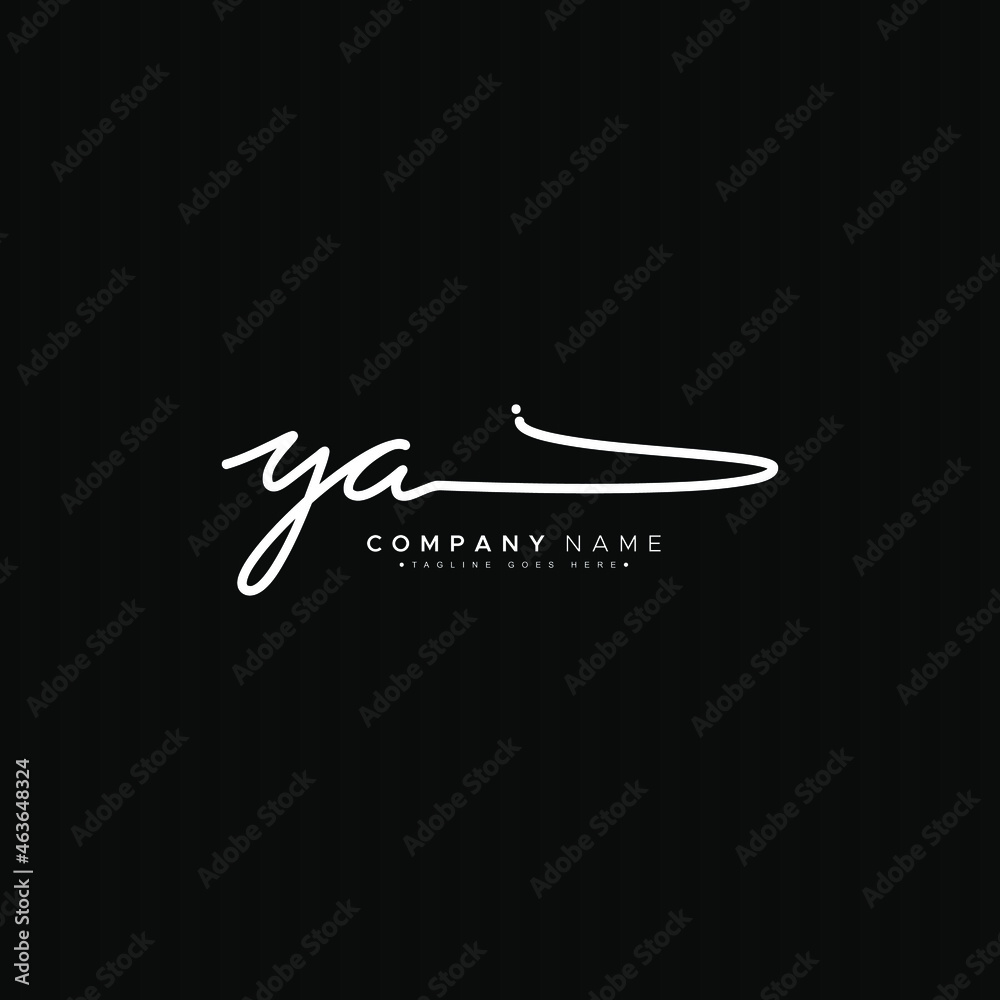 Initial Letter YA Logo - Handwritten Signature Logo Stock Vector ...