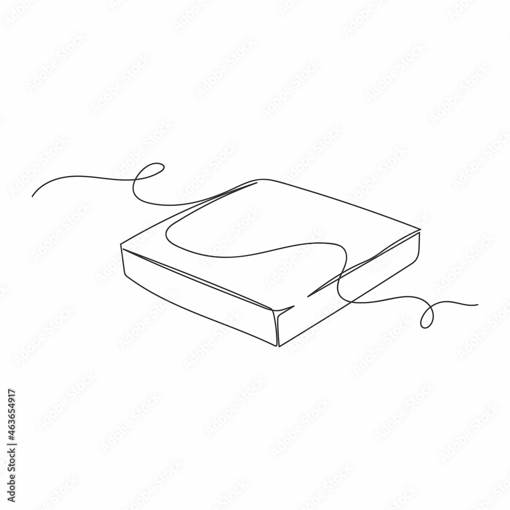 Vector continuous one single line drawing of cardboard pizza box in ...