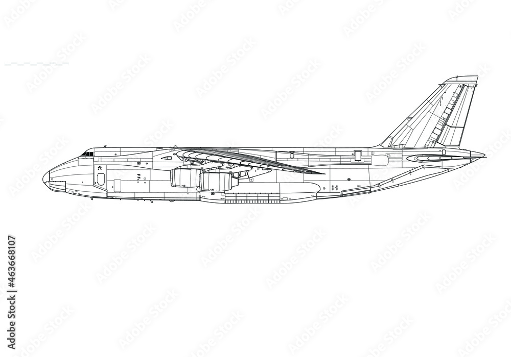 Antonov An-124 Ruslan, Condor. Vector drawing of heavy transport ...
