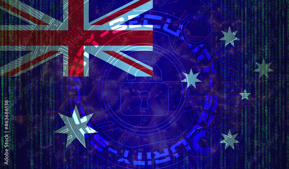 National cyber Security of Australia on digital background Data ...
