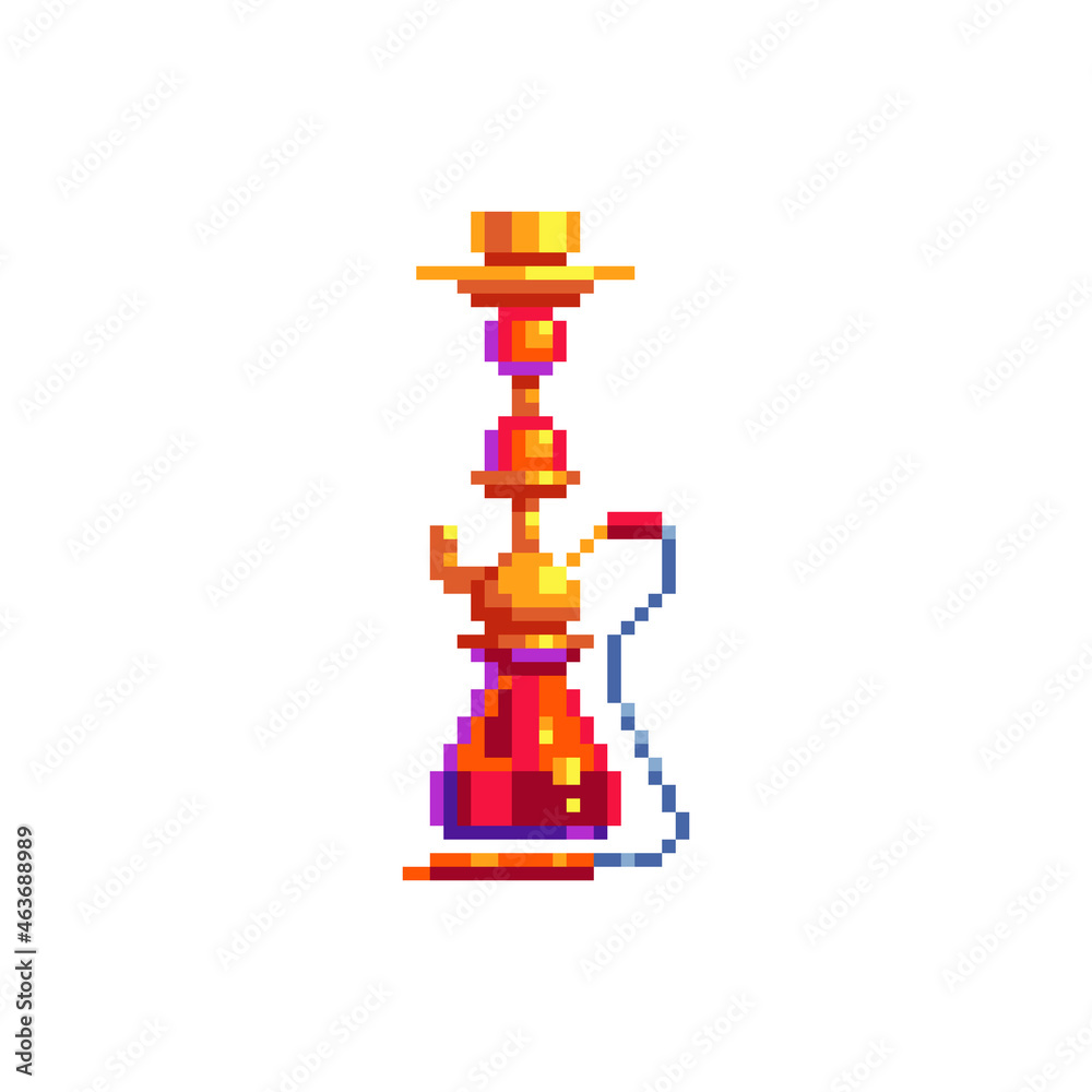 Hookah pixel art icon. Eastern, Turkish, Arabic, Persian glass and ...