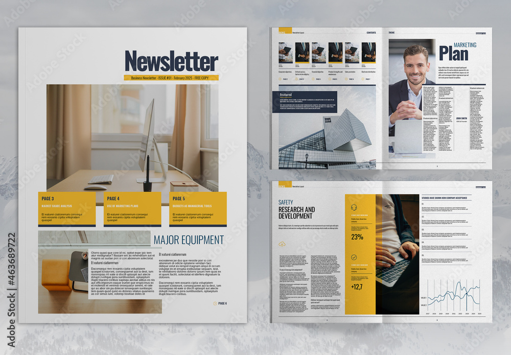 Business Newsletter Layout Stock Template | Adobe Stock