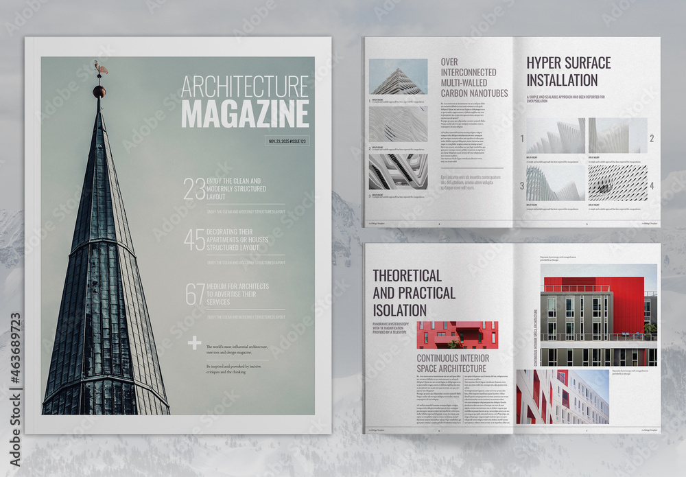Architecture Magazine Layout Stock Template | Adobe Stock