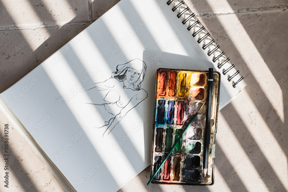 Sketch and color palettes Stock Photo | Adobe Stock