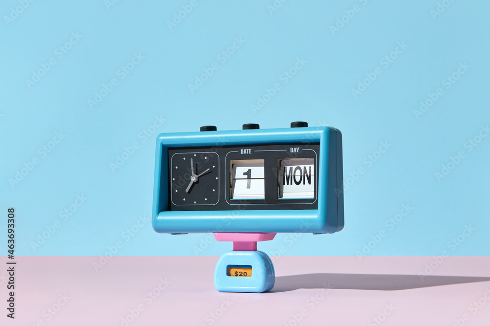 Blue antique calendar clock Stock Photo | Adobe Stock