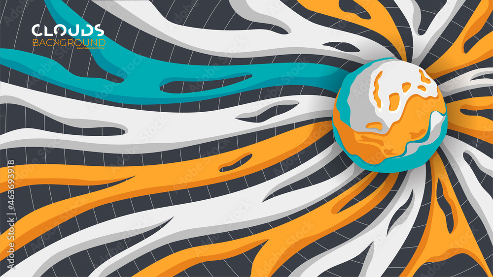 clouds like liquid space with planet hand drawn background wallpaper ...