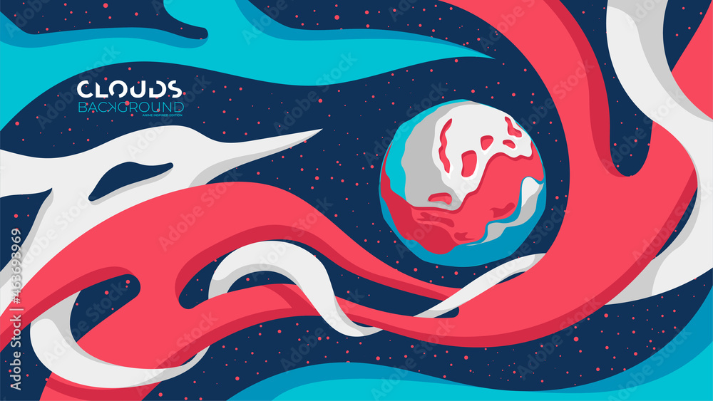 clouds like liquid space with stars hand drawn background wallpaper ...