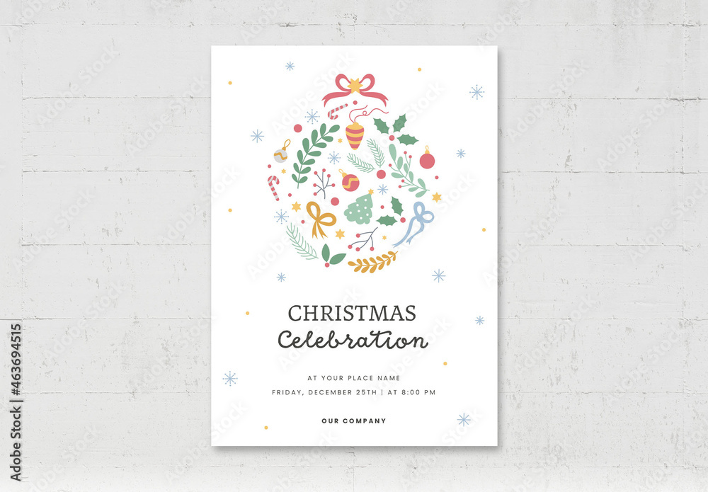 Simple Christmas Flyer Greetings Card Stock Template | Adobe Stock