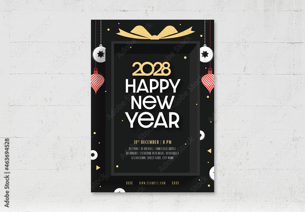 Nye New Years Eve Flyer Poster Layout Stock Template | Adobe Stock