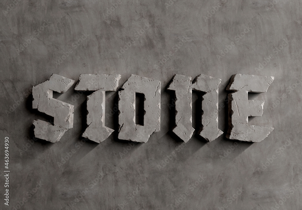 3D Stone Text Effect on Concrete Texture Mockup Stock Template | Adobe ...