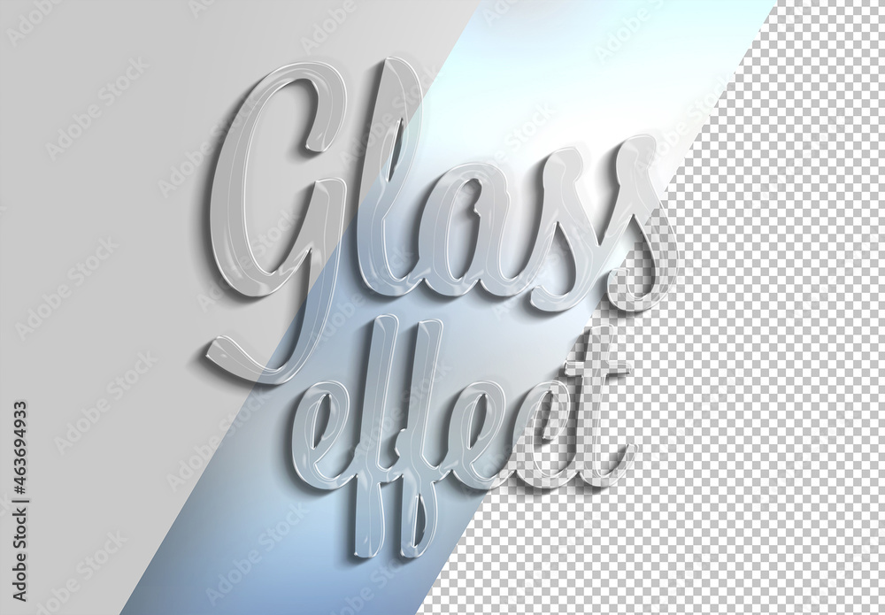 Transparent Glass 3D Text Effect Mockup Stock Template | Adobe Stock