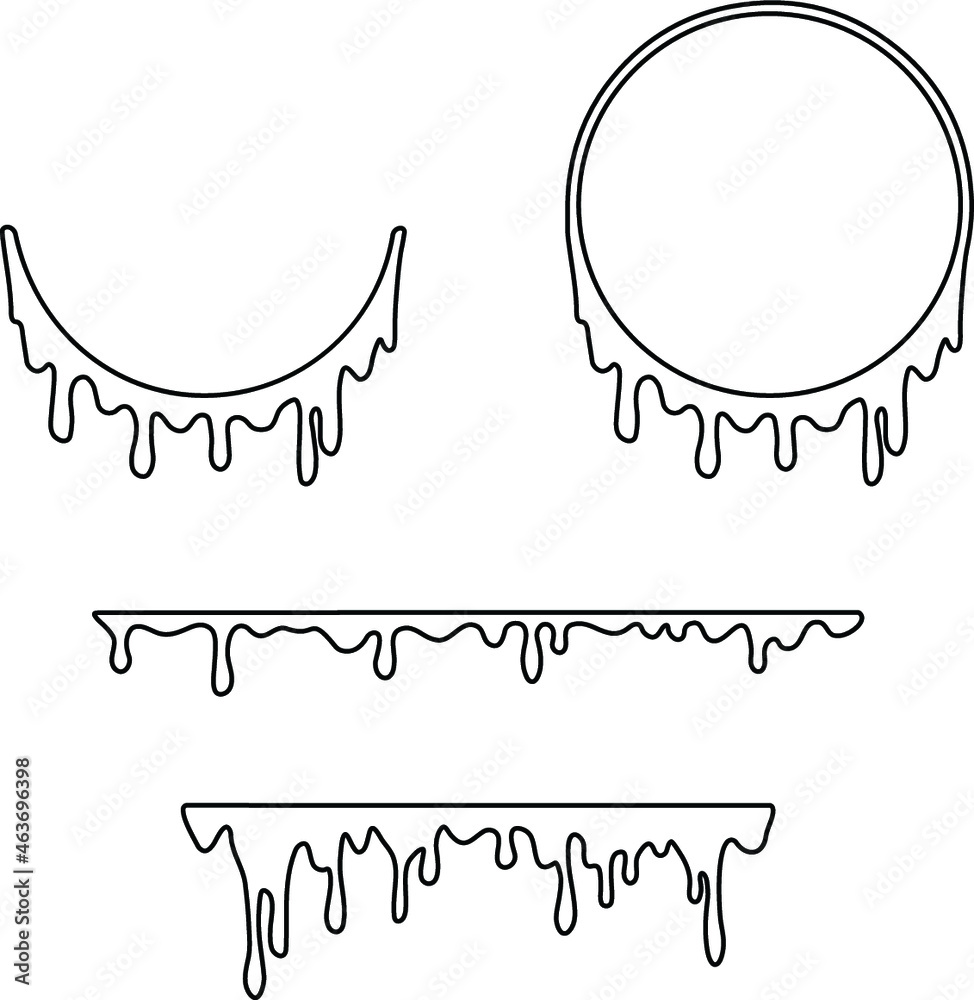 Dripping Decorative Element Clipart - Outline of Circle, Line and Semi ...