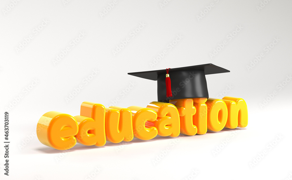 Graduation cap with letters.Education words with graduation cap on a ...