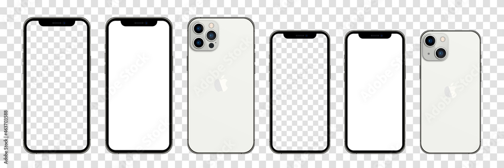 New iPhone 13, Pro Max, Mini Mock-up. Vector realistic iphone screen ...