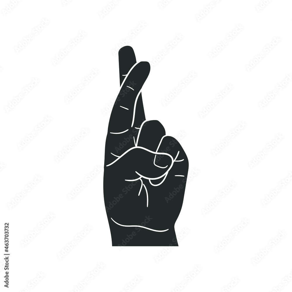 Crossed Fingers Icon Silhouette Illustration. Hand Gesture Vector ...