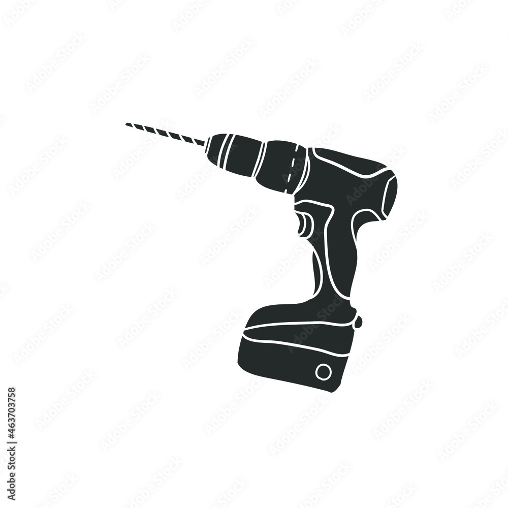 Drill Tool Icon Silhouette Illustration. Repair Instruments Vector ...