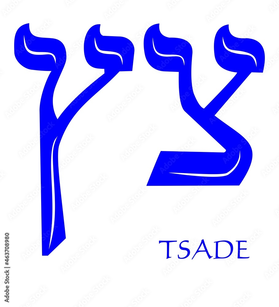 Hebrew alphabet - letter tsade, gematria fish hook symbol, numeric ...