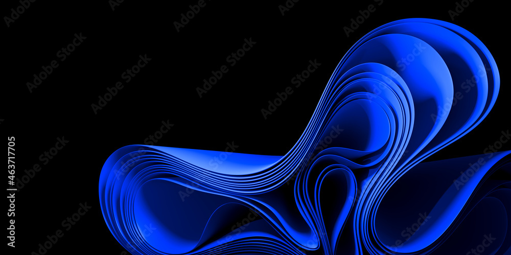 abstract background with blue curvy structure isolated on black Stock ...
