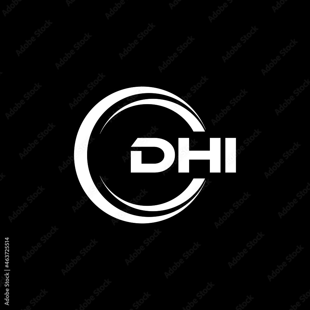 DHI letter logo design with black background in illustrator, vector ...