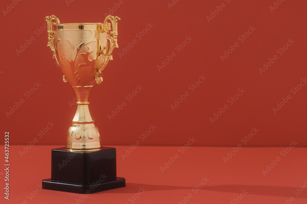 Winning Concept With Trophy On Two Tone Background Stock Photo | Adobe ...