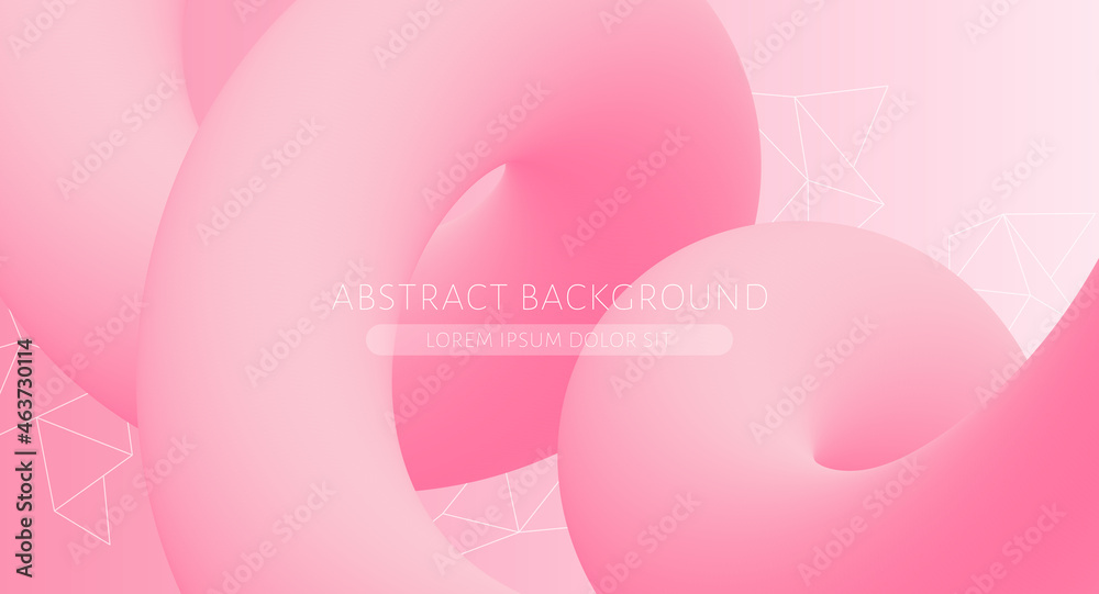 Abstract pink background with 3d soft liquid shape and low poly ...