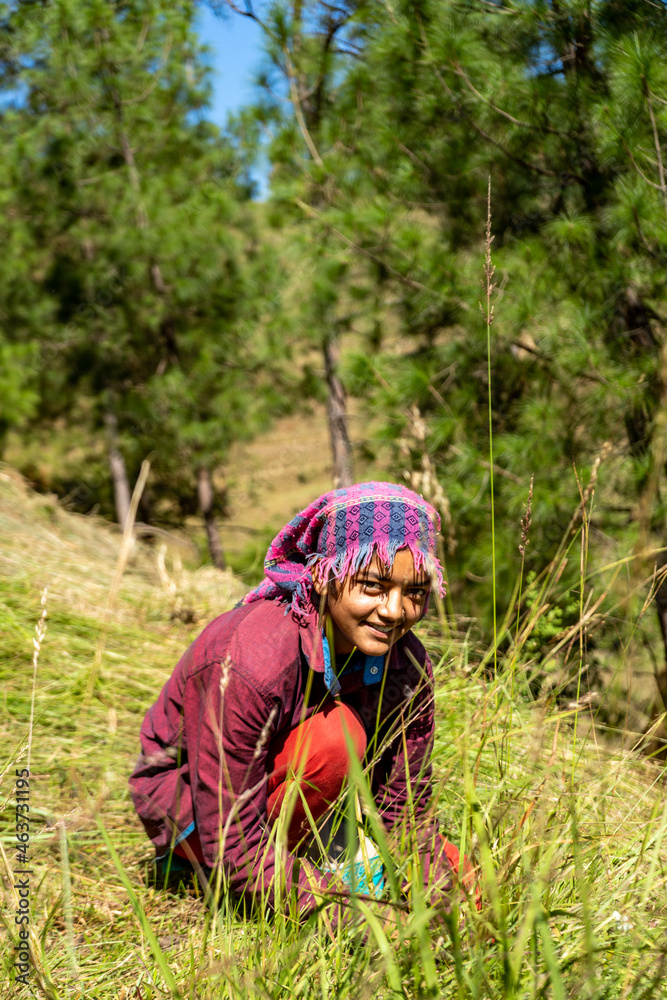 Portrait of an Indian female farmer in traditional dress. Indian girl ...
