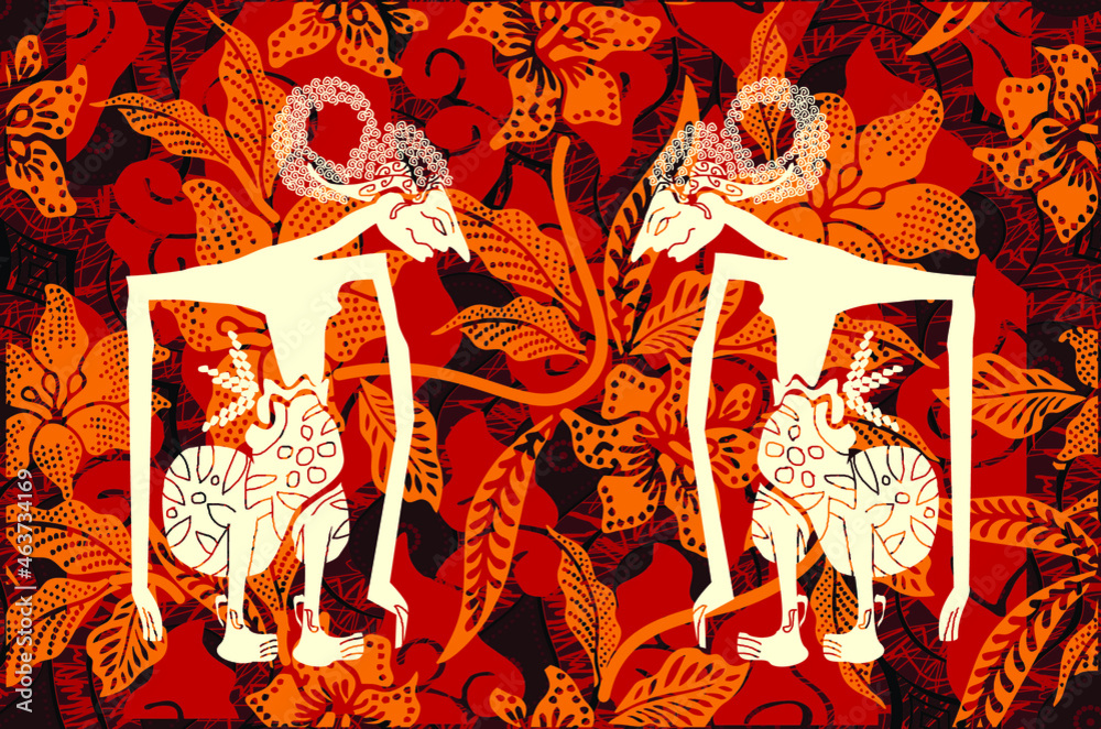 Indonesian batik motifs by displaying a very distinctive wayang kulit ...