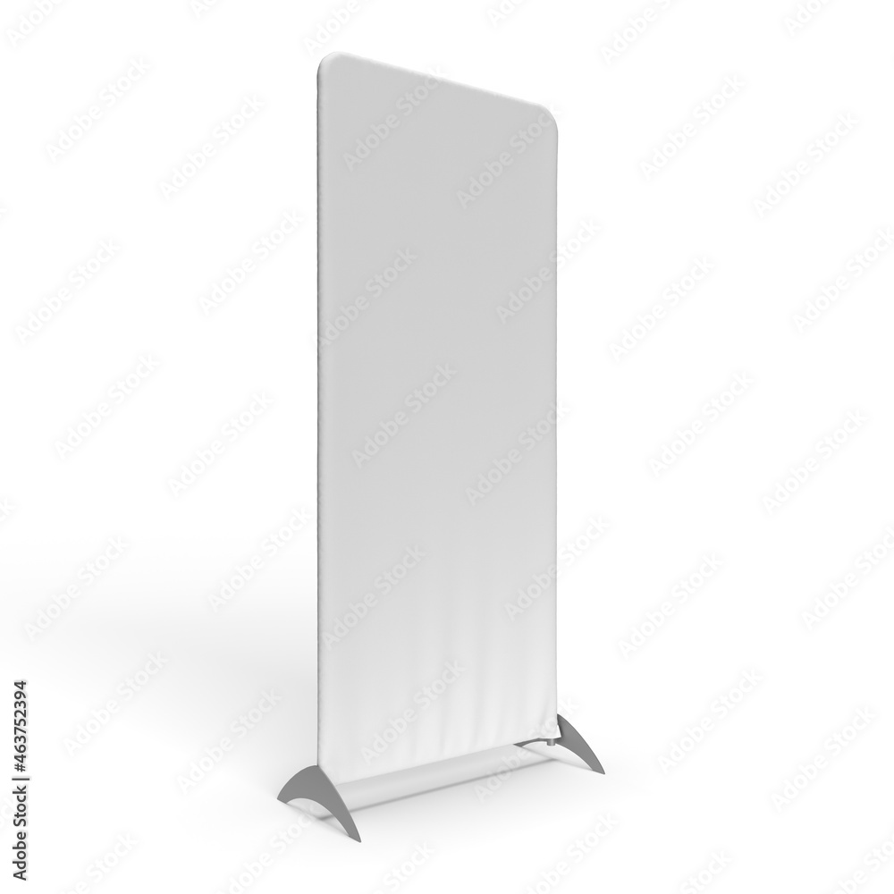 Perspective view of a fabric tension sock banner system with white skin ...