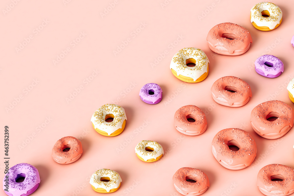 Colorful donuts in different sizes and positions Stock Photo | Adobe Stock