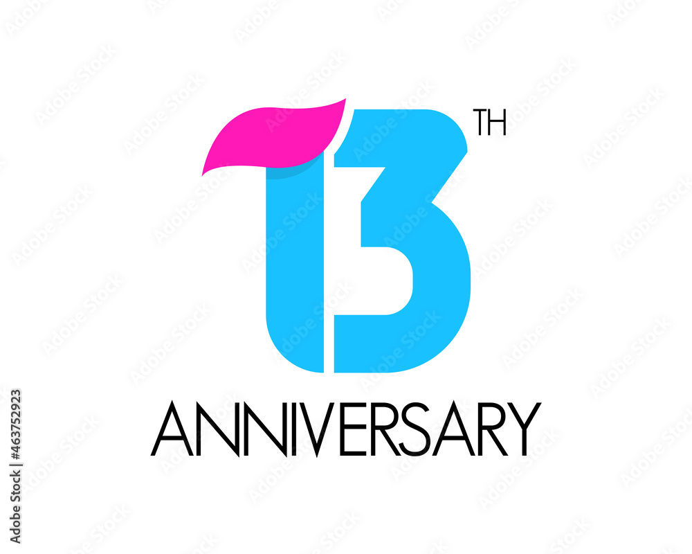 13 year simple anniversary logo design with ribbon icon Stock Vector ...