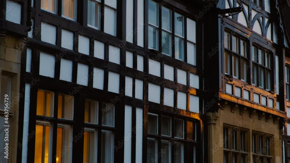 Close-up view of iconic black-and-white timber-framed houses in Chester ...