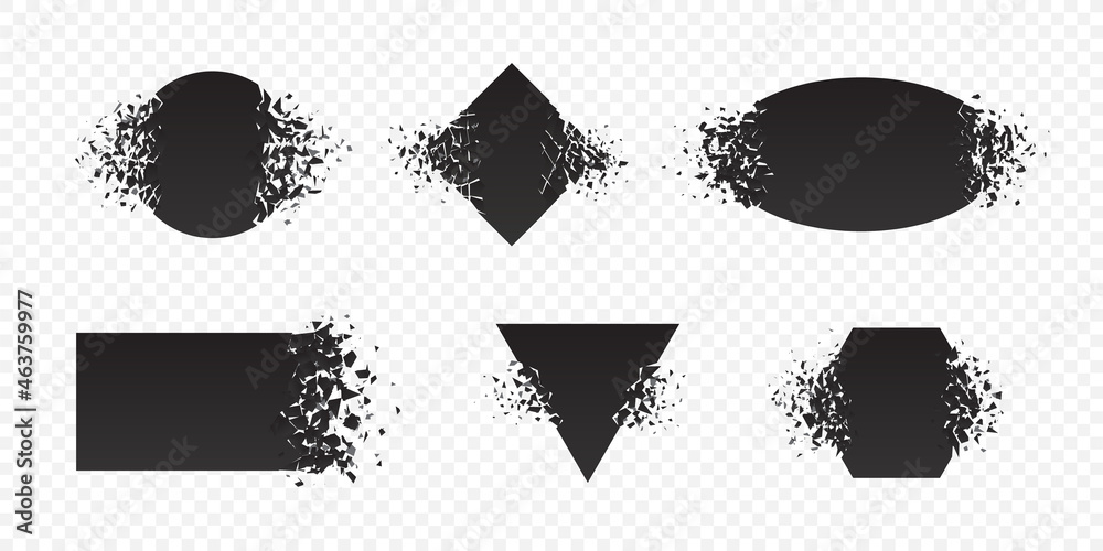 Shape explosion broken and shattered flat style design vector ...
