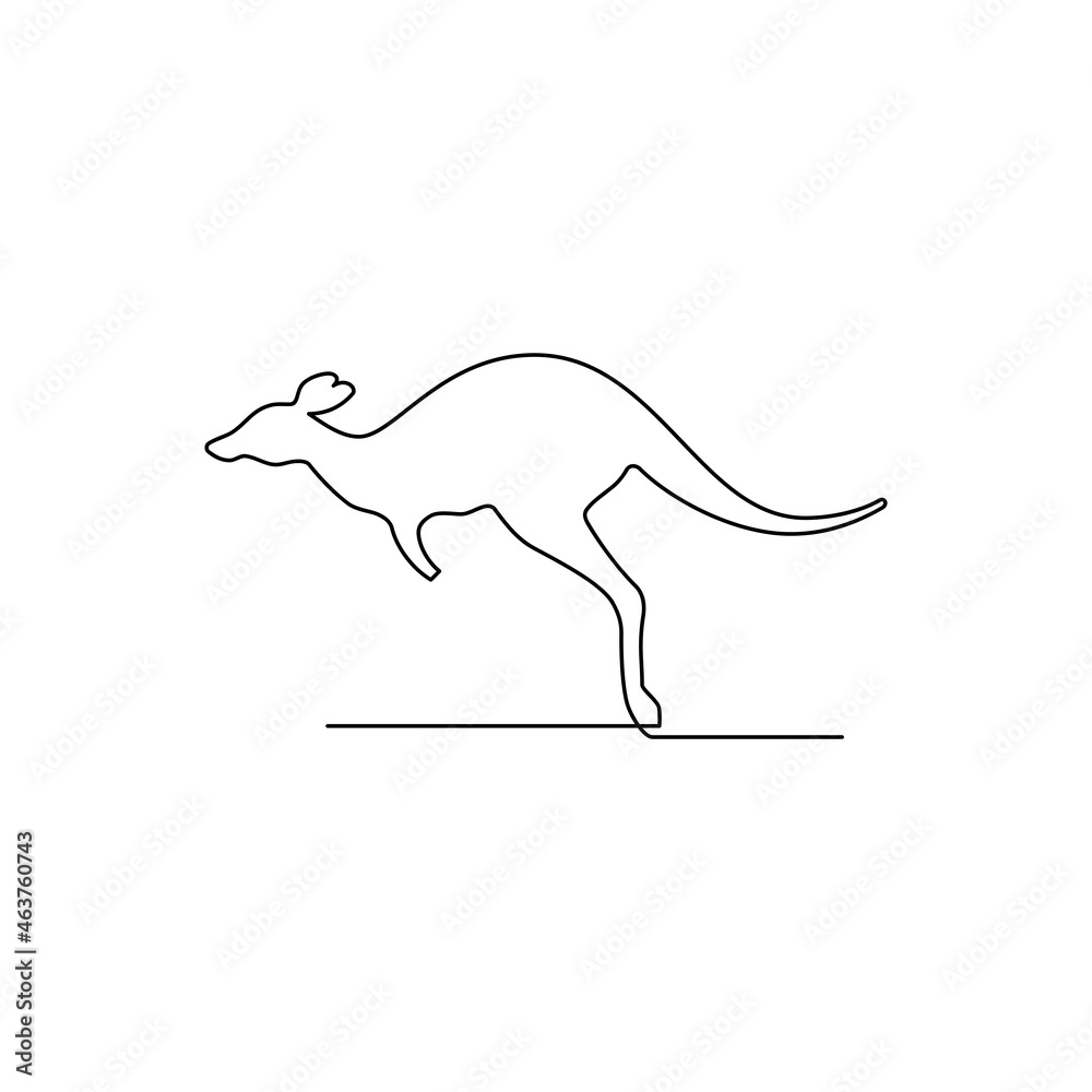 Single line drawing of a jumping kangaroo. Australian animal mascot ...