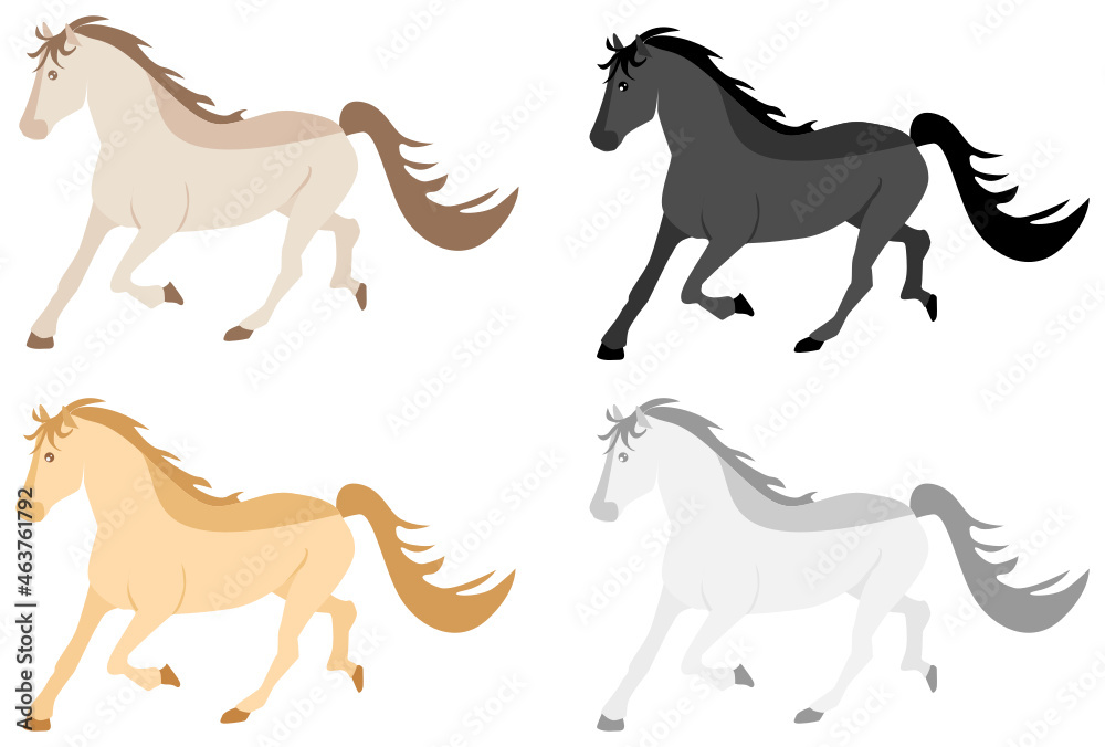 Vector horse icon set with different colors. This cute animals set can ...