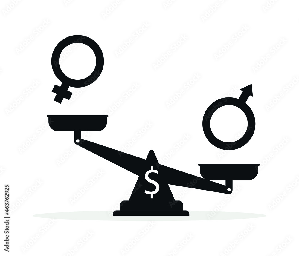 Gender Symbols Gender Inequality Concept Male And Female Icon On Scales Vector Illustration