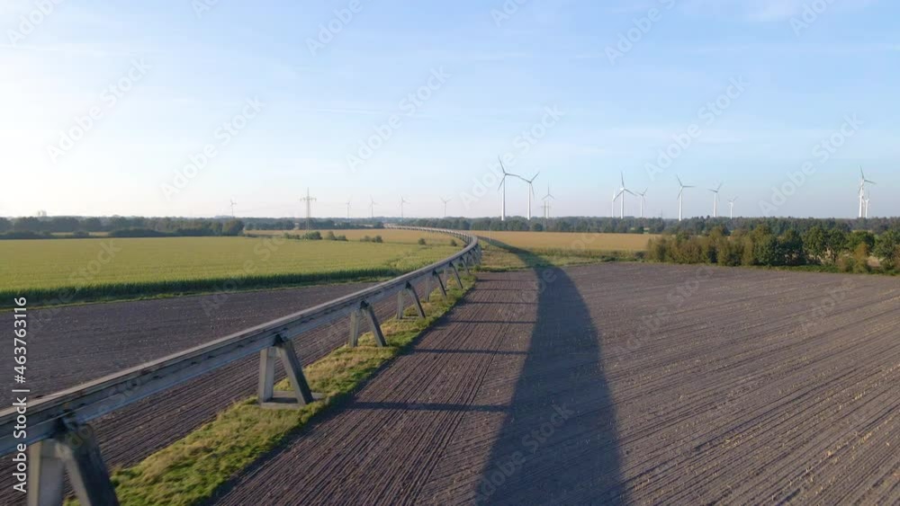 Flyover Elevated Maglev Transrapid Test Track With Wind Power Turbines ...