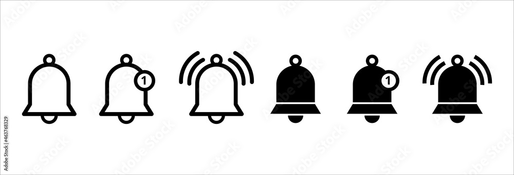 Notification bell vector icon set. Reminder icons collection. Alarm ...