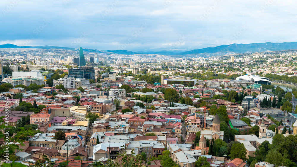 ancient city in Europe. old town in Georgia Tbilisi. old buildings ...