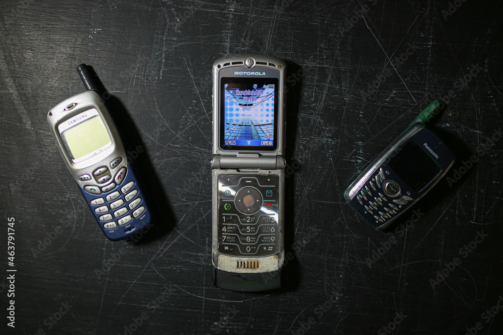 Minsk, Belarus - November 21, 2019: Retro mobile phones of the early ...