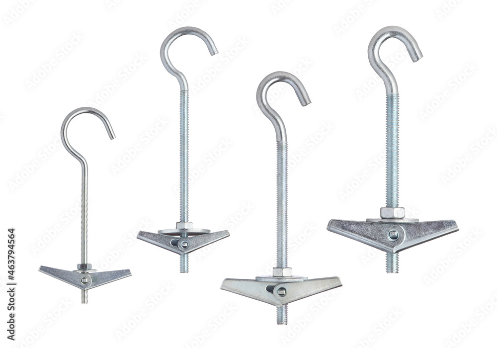 Toggle bolt and wing nut for hanging heavy items. Bolts are made of ...
