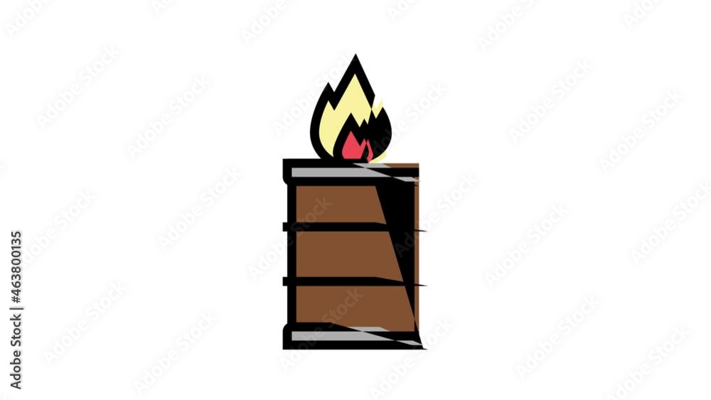 Vidéo Stock burning fire in barrel animated color icon. burning fire in ...