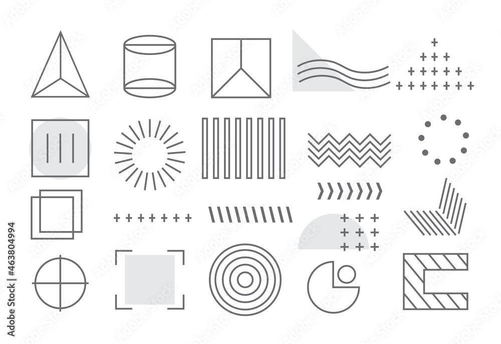 Element shapes set isolated on white background. Element shapes for app ...